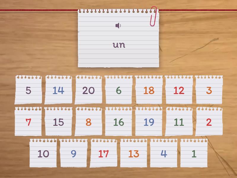 LES NOMBRES CARDINAUX 1-20 - Find the match