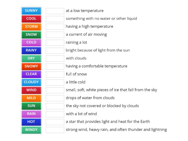 WEATHER VOCABULARY - Match up