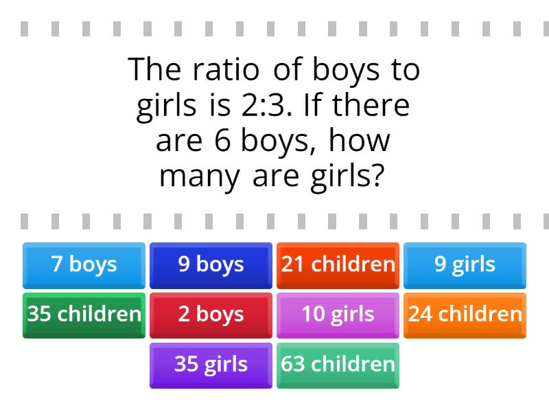 Ratio Problems match-up quiz - Find the match