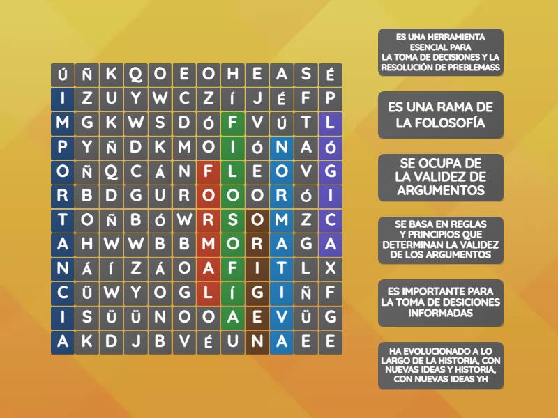 INTRODUCCIÓN A LA LÓGICA - Sopa de letras