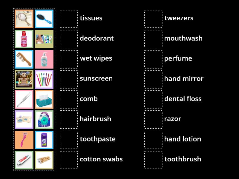 Personal care products vocabulary - Match up