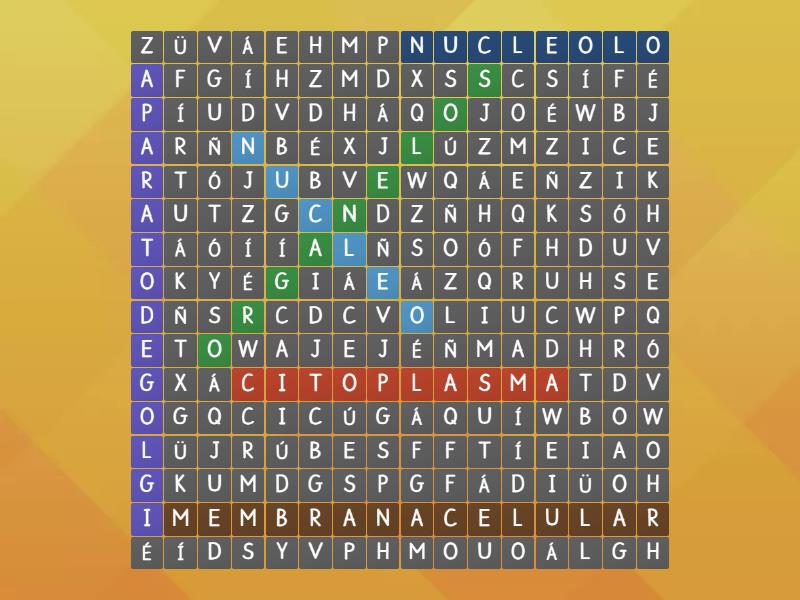organelos celulares - Sopa de letras