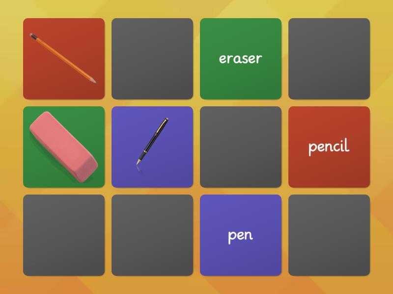 school objects - kids 1 - Matching pairs