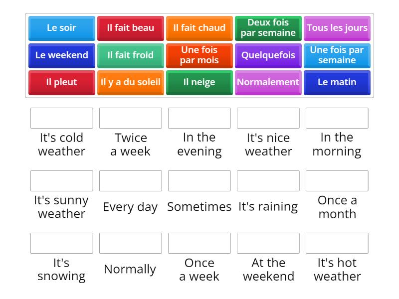 S1 French: frequency/weather phrases - Match up