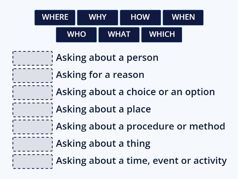 WH QUESTIONS - MEANINGS - Match up