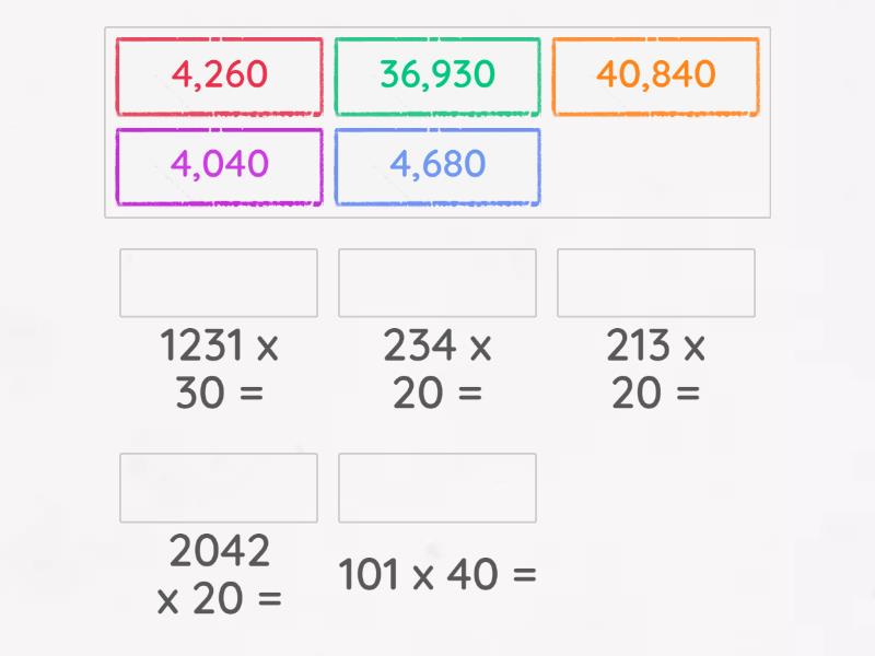 Multiply by Tens - Match up