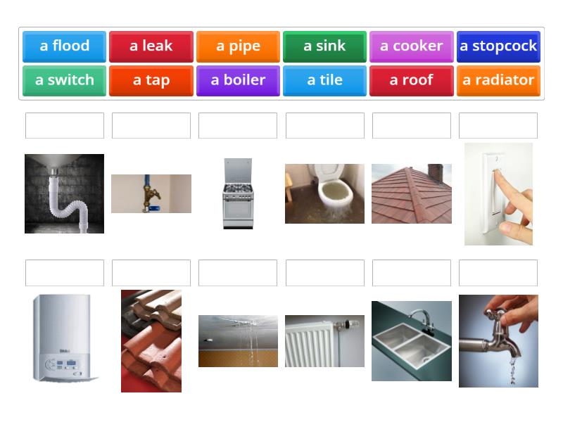 problems in the home vocab - Match up