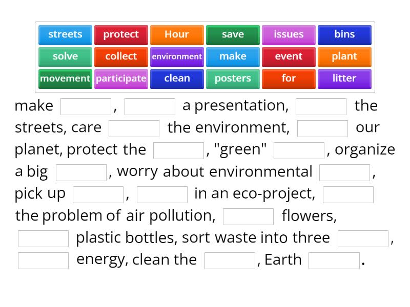 OGE Environment vocabulary - Complete the sentence