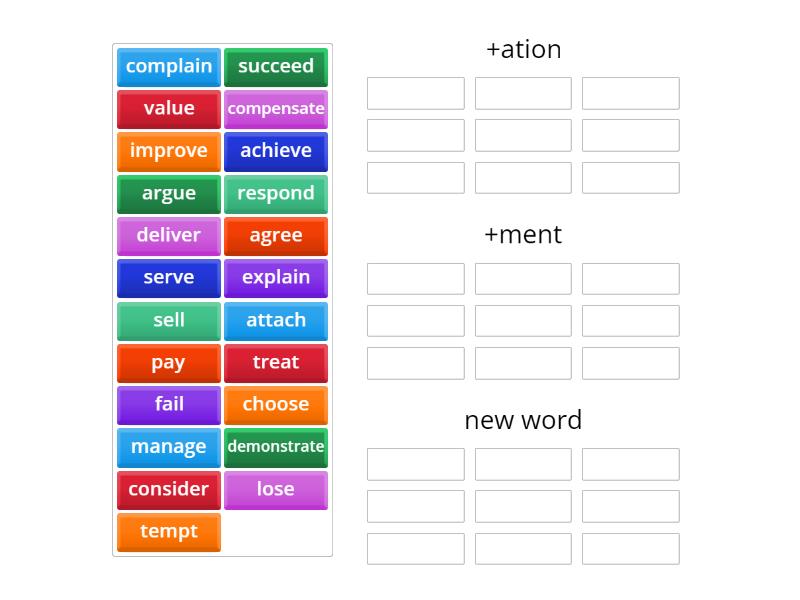EF Inter 8B (making nouns from verbs) - Group sort