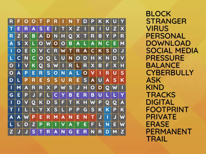 Internet Safety - Sopa de letras