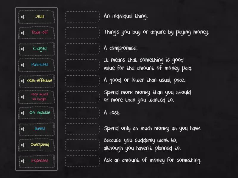 Are you a saver or a spender? 1 - Match up