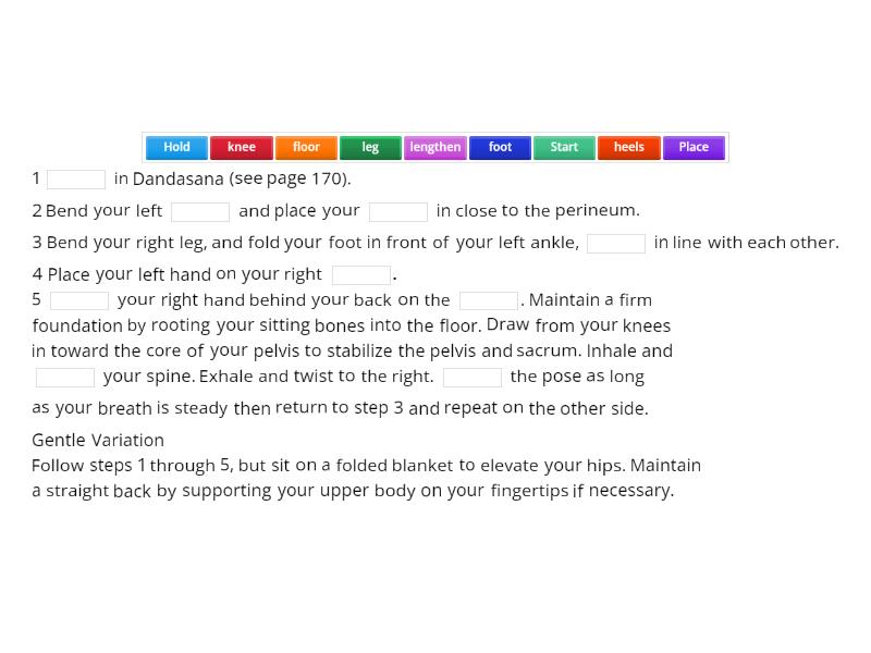 Gentle spinal twist (text 1) - Complete the sentence