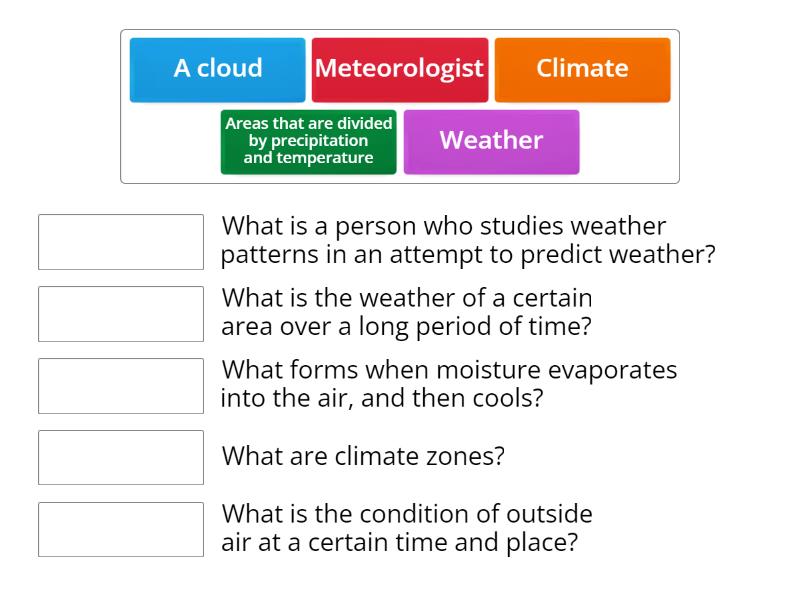 Study Jams: Weather and Climate - Match up
