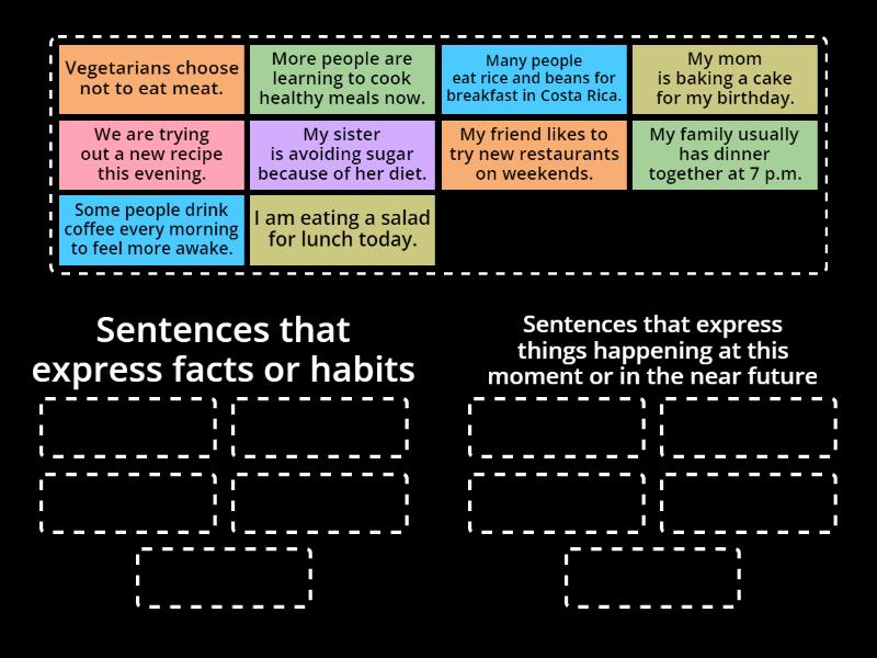 Present simple vs Present Continuous (SI-A 5 Unit 1) - Group sort