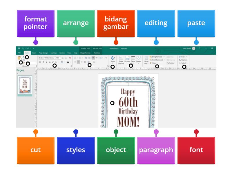 Bagian Miscrosoft Publisher kelas 3 - Labelled diagram