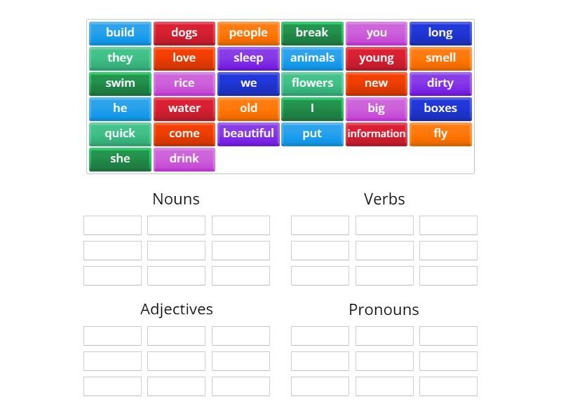 Parts of Speech - Group sort