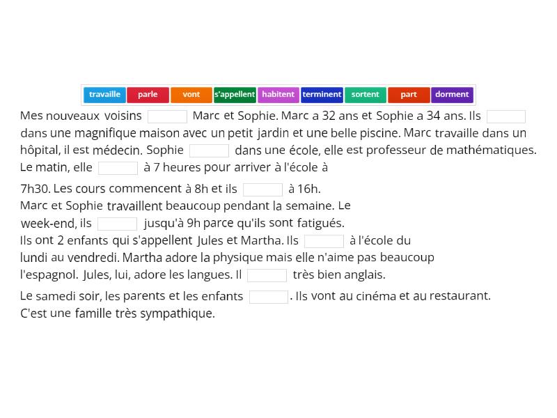 Complétez le texte - Mot manquant