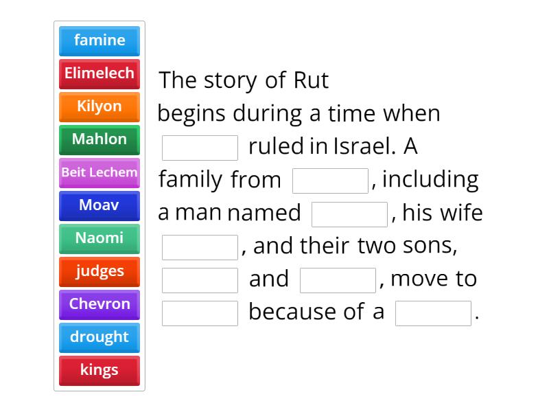Megillat Rut Chapter 1 - The Story - Complete the sentence