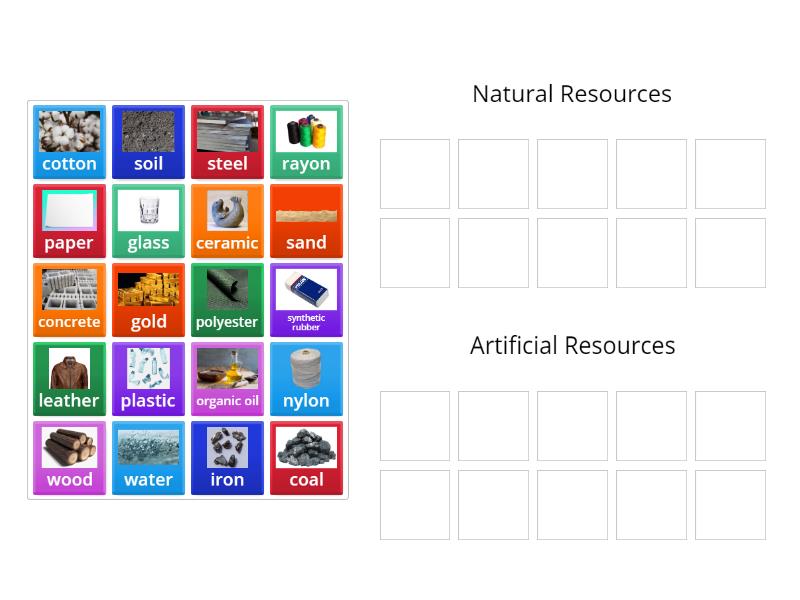 Natural and Artificial Resources - Ordenar por grupo