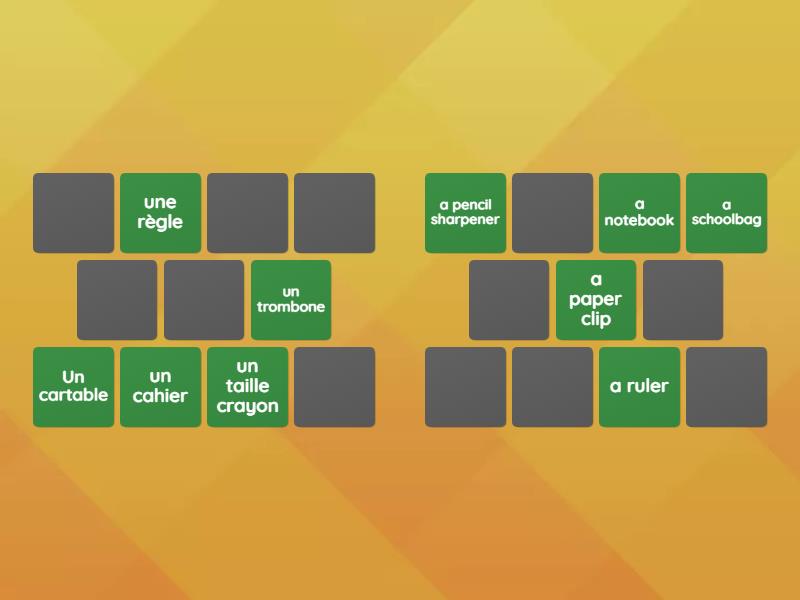 Memory school supplies - Matching pairs