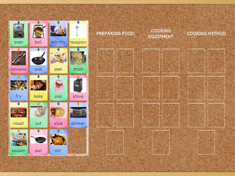 Describing a recipe - Cooking vocabulary - Group sort