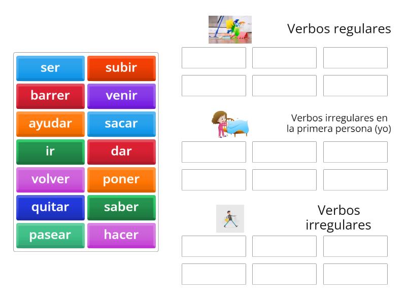 Clasifica estos verbos en el presente - Classificação em grupos
