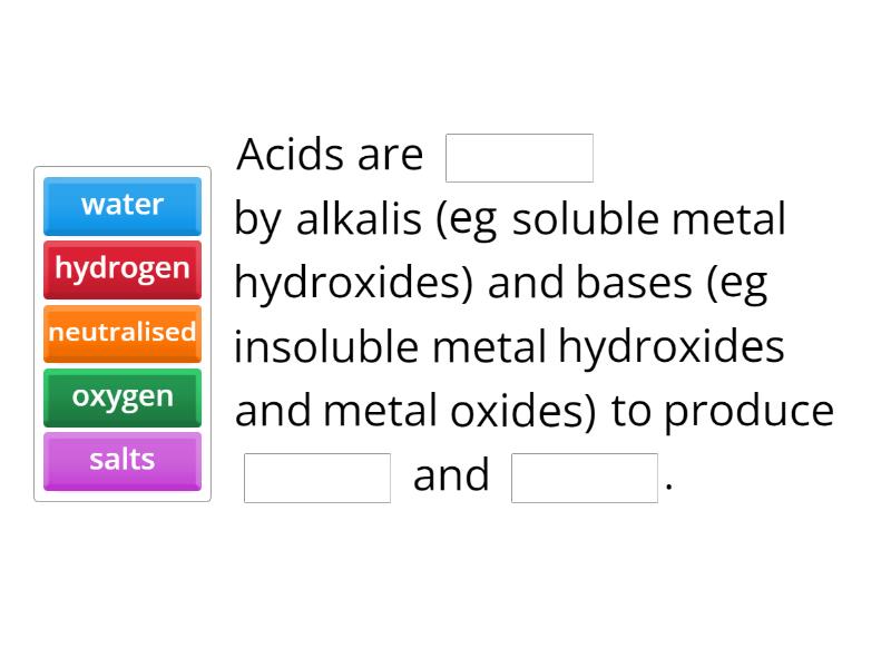 The pH Scale and Neutralisation - Complete the sentence