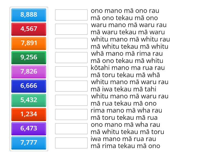 Te Reo Numbers (Alex Herbert & Beth) - Match up