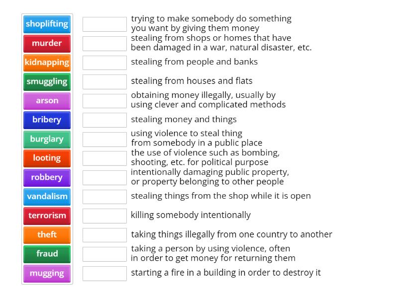 CRIME VOCABULARY - Match up