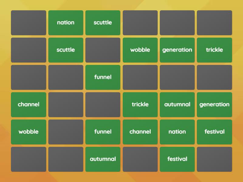 Matching Unit 8 List 2 - Matching pairs