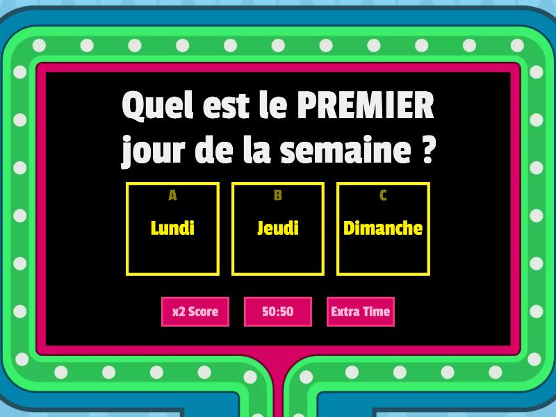 Les jours de la semaine - Gameshow quiz