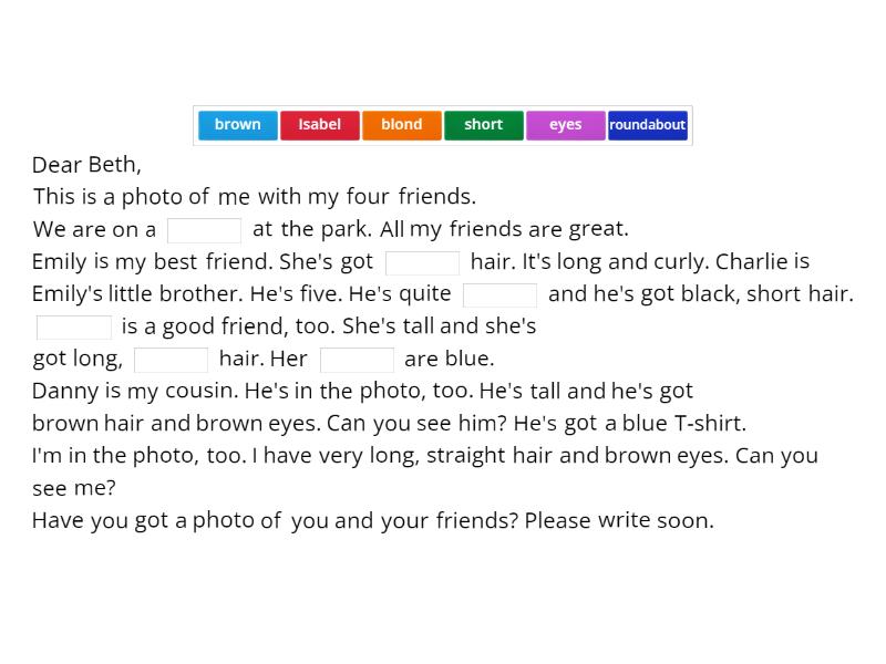 Family and friends 1 Unit 2 Appearance - Complete the sentence