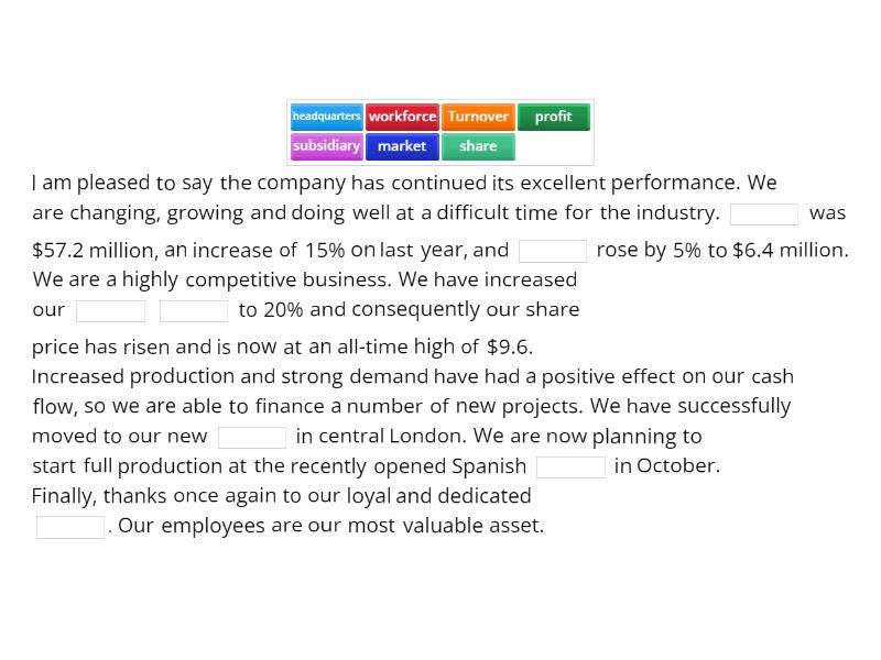 describing companies 2 - Complete the sentence