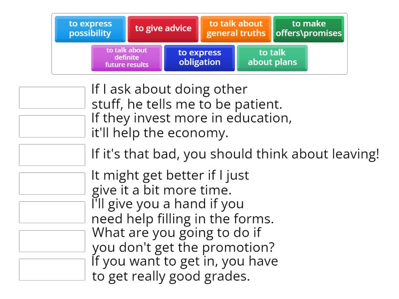 Conditionals with present tenses - Match up