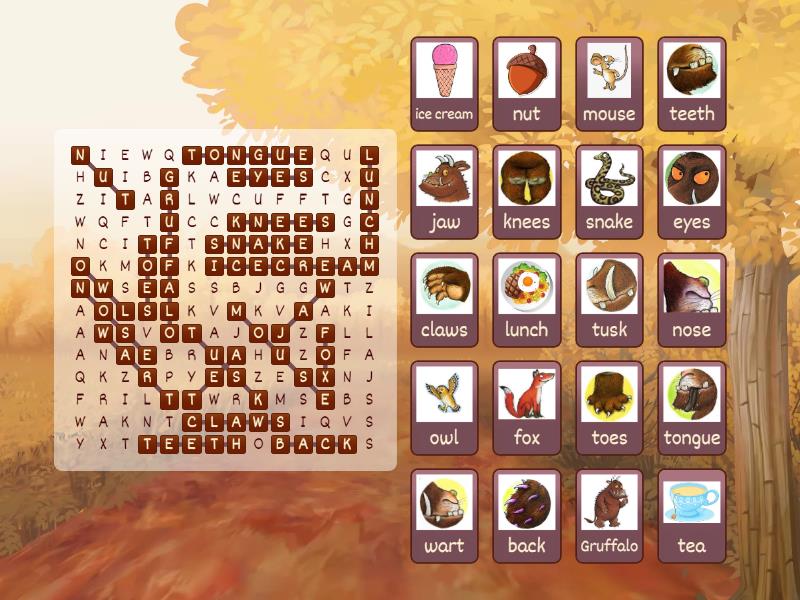 Word search - The Gruffalo - MEIE - Wordsearch