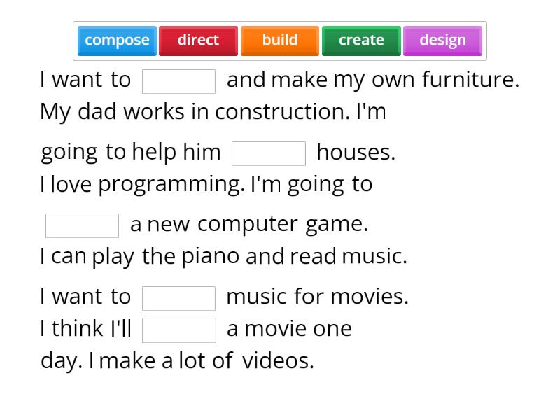 11 - Metro 2 - Unit 8 - Creativity Verbs - Complete the sentence