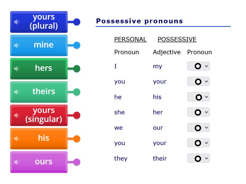 Possessive pronouns - Diagram berlabel