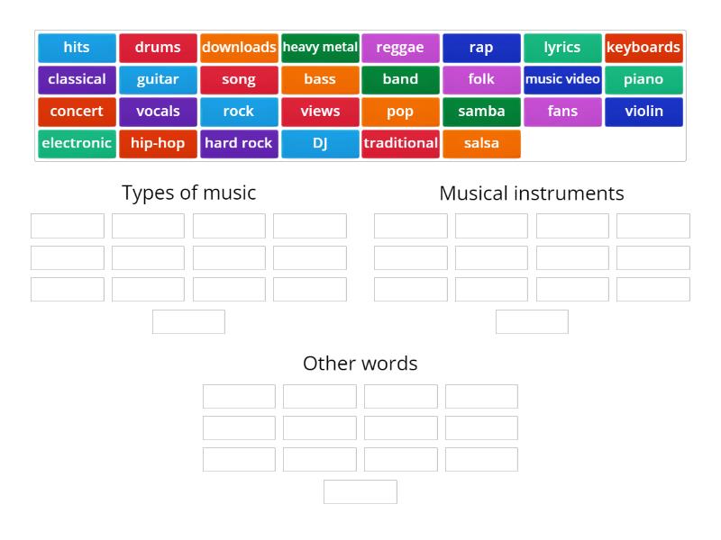Music and instruments - Group sort