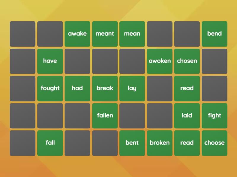 Irregular Verbs - Matching pairs