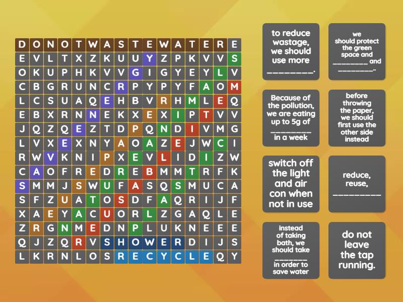 P4 Earth hour worksheet - Wordsearch