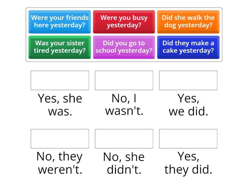 Past simple questions and answers - Match up