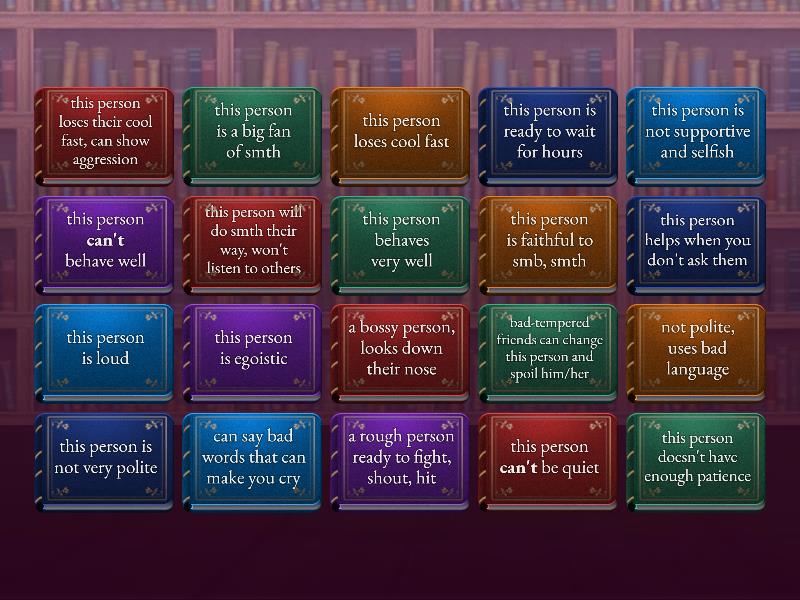 Behaviour adjectives - Fichas giratorias