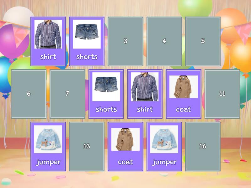 Tiger 2. Unit 3. Clothes - Matching pairs