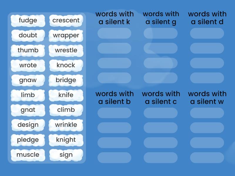 Words with Silent Letter - Group sort