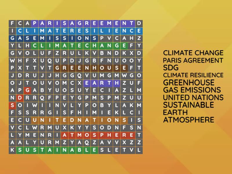 Key for 13th SDG - Wordsearch