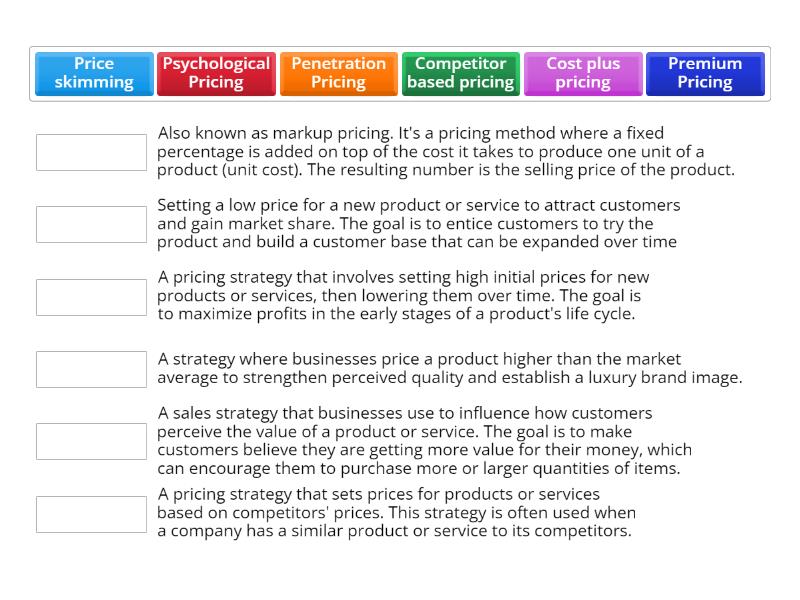 Marketing pricing strategies - Match up