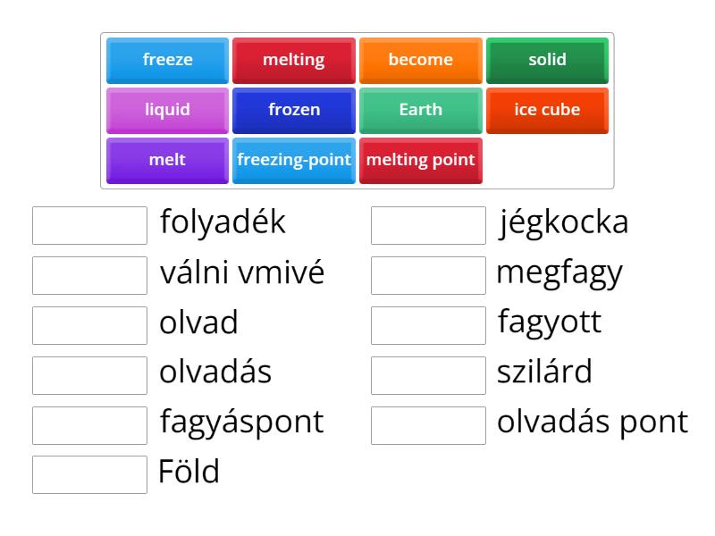 Freezing&melting words - Match up