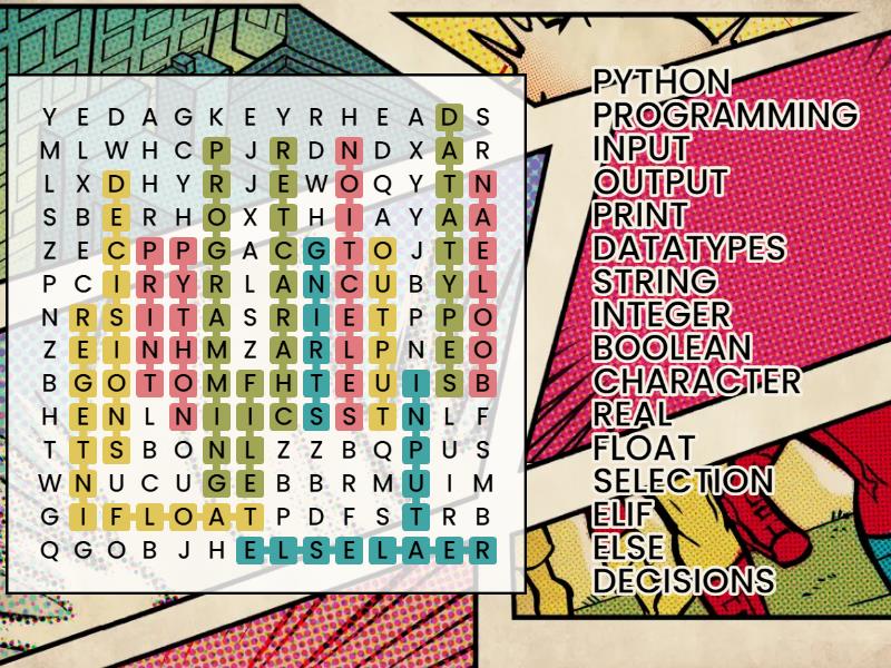 Python Keywords Wordsearch 
