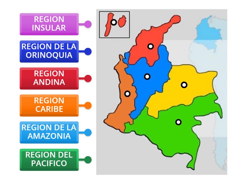 UBICA EN EL MAPA LA REGION DONDE CORRESPONDE - Labelled diagram
