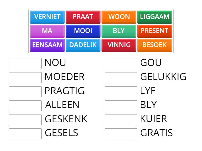 Vind die Sinonieme - Match up